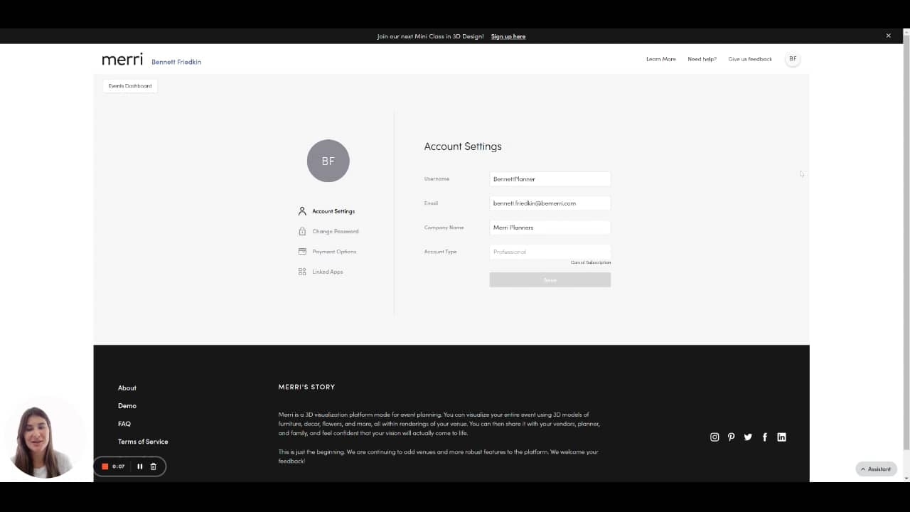 Account Info Overview on Vimeo