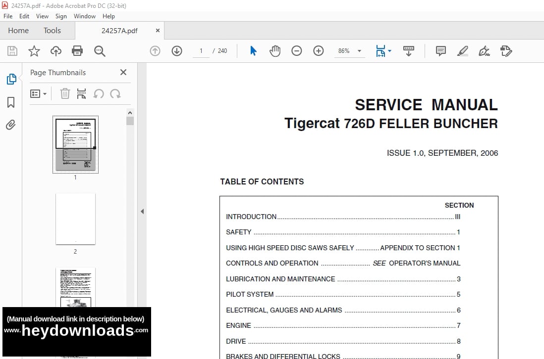 Tigercat 726D FELLER BUNCHER SERVICE MANUAL - PDF DOWNLOAD on Vimeo