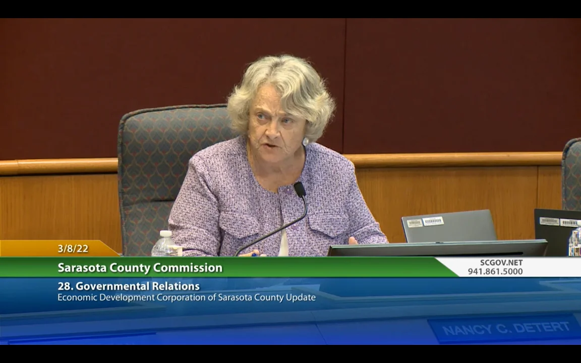 Commissioner Nancy Detert, 3/9/2022 commission meeting regarding "Geo ...