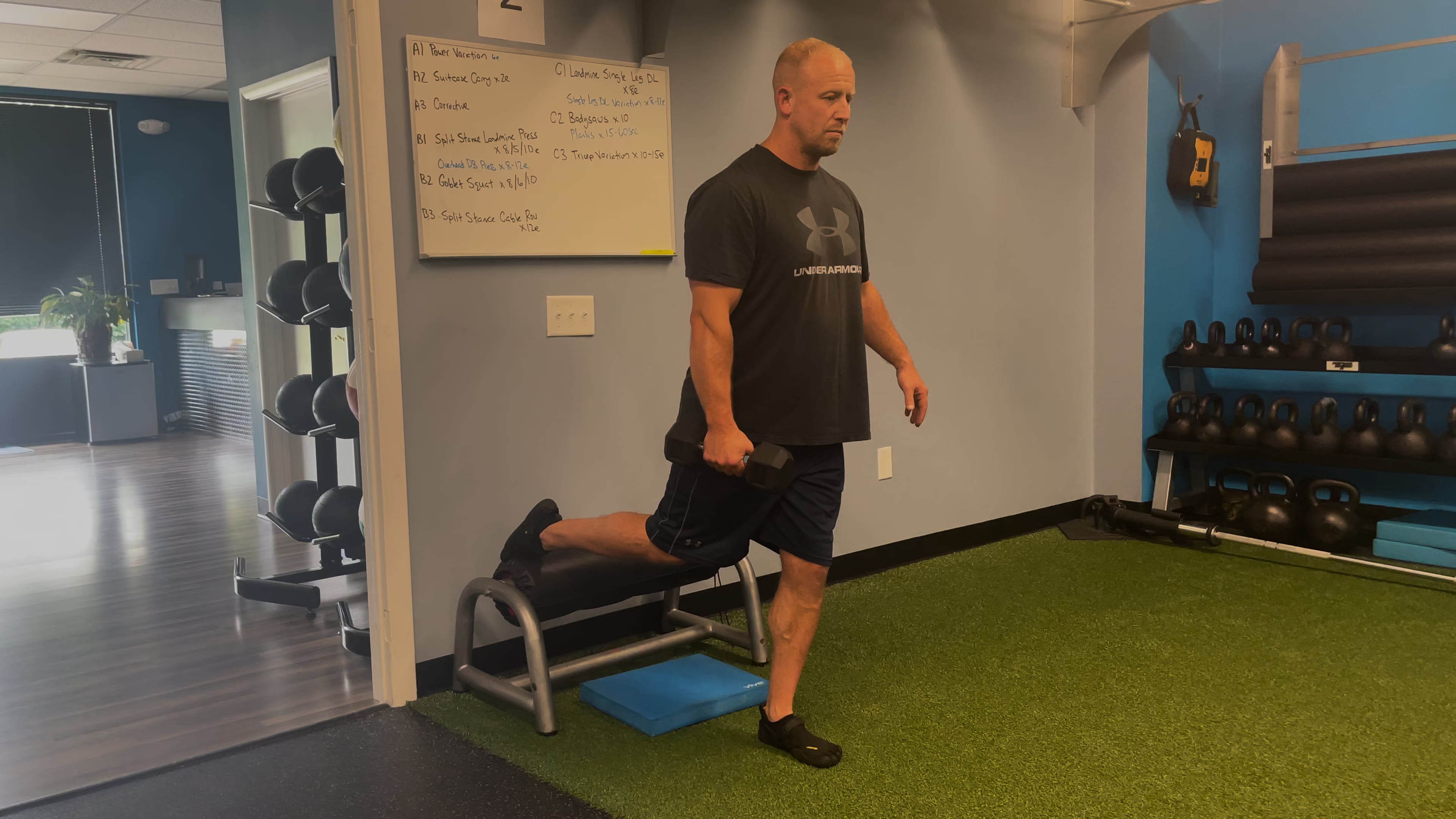 Suitcase Rear Foot Elevated Split Squat on Vimeo