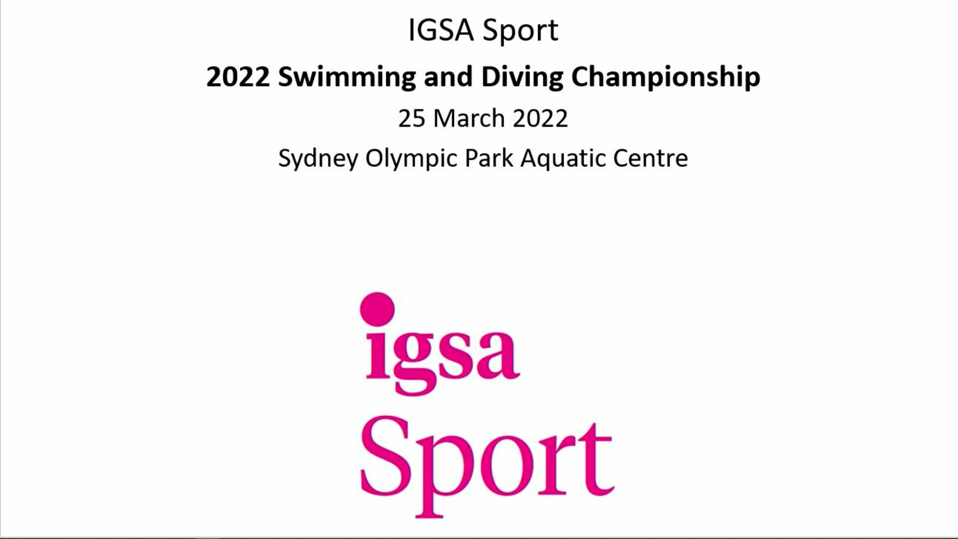2022 IGSA Sport Swimming & Diving Championships on Vimeo