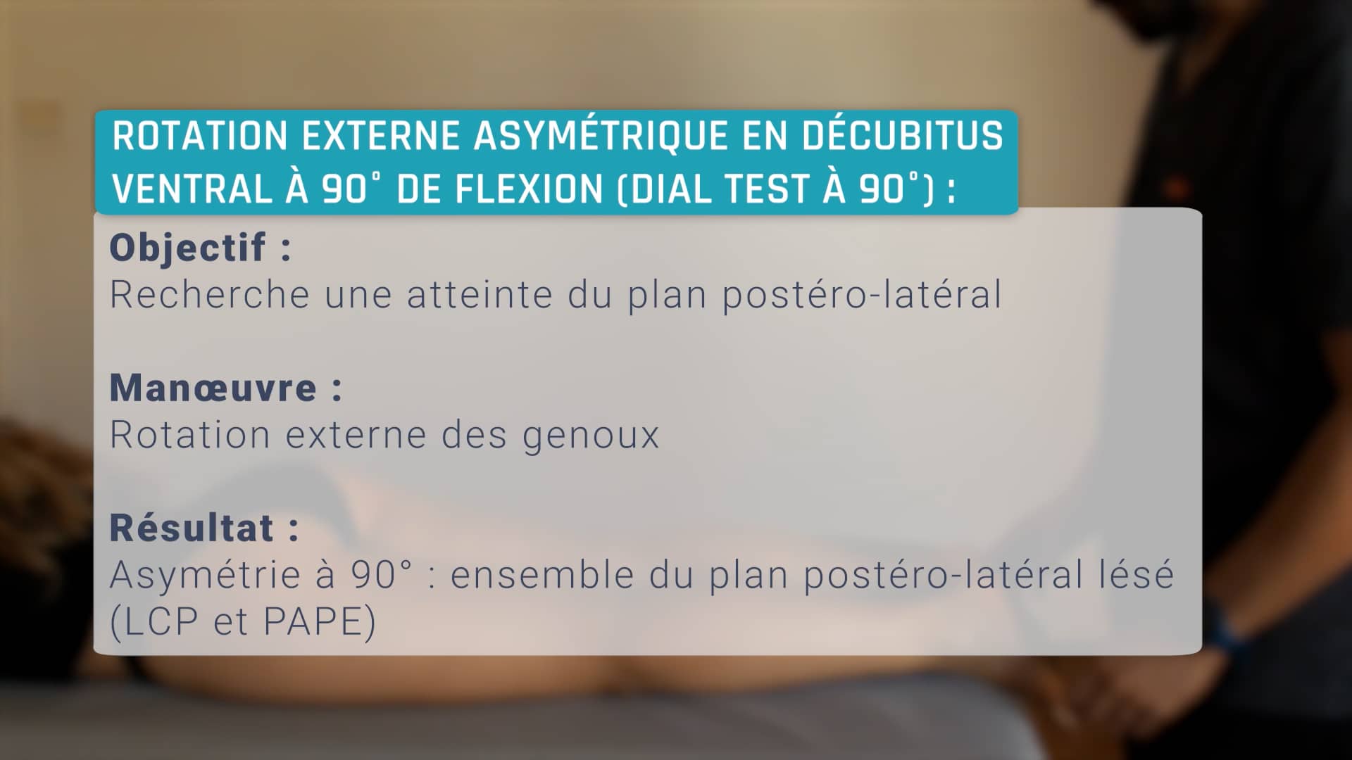 Genou - Dial test 90° on Vimeo