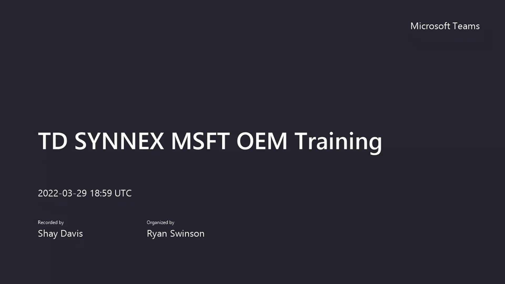 TD SYNNEX CloudSolv MSFT OEM Training on Vimeo