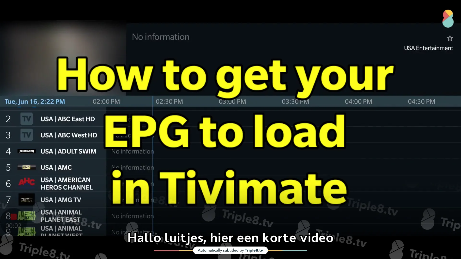 Fixing EPG issue Tivimate on Vimeo