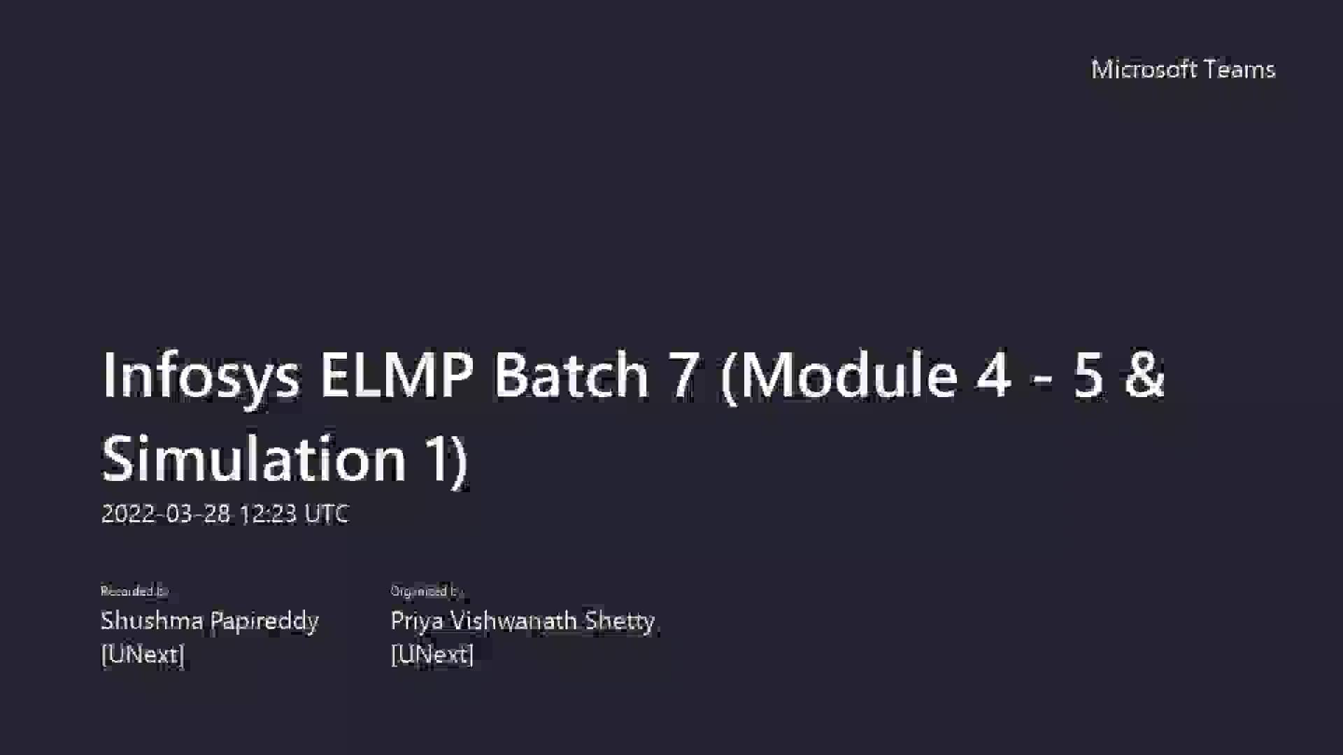 Infosys ELMP Batch 7 (Module 4 - 5 & Simulation 1)-20220328_140013-Meeting Recording on Vimeo