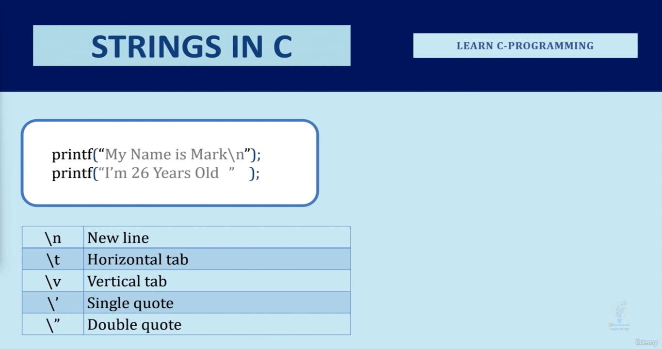 8 Strings and Escape characters in C on Vimeo