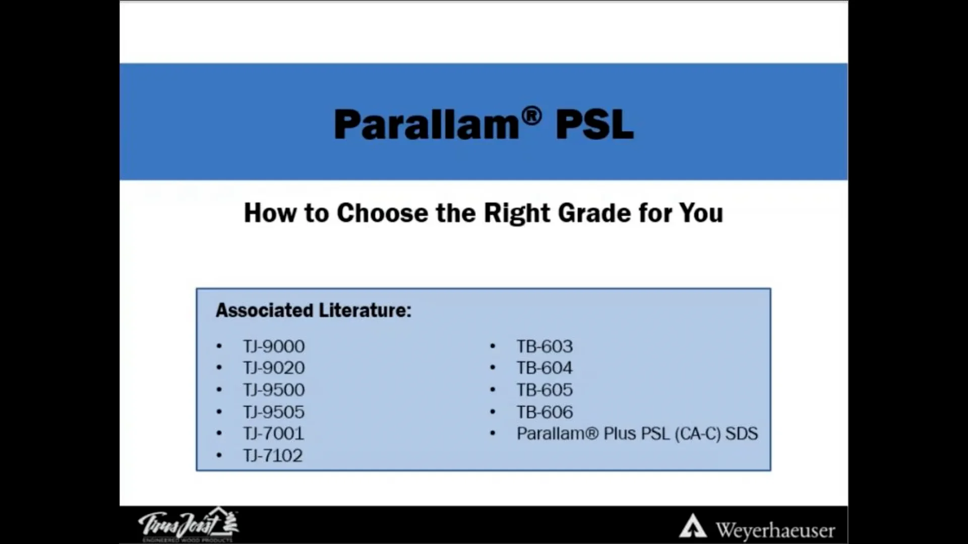 Tech Talk: Parallam Selection per Grade, Size, & Application