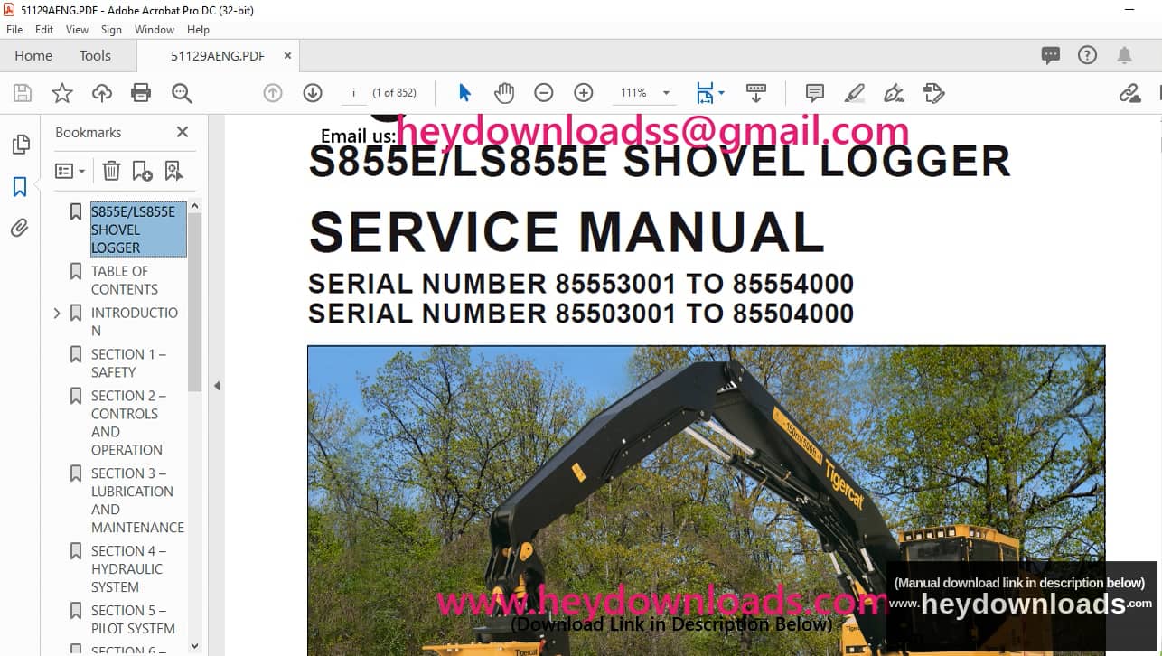Tigercat S855E LS855E SHOVEL LOGGER SERVICE MANUAL - PDF DOWNLOAD on Vimeo