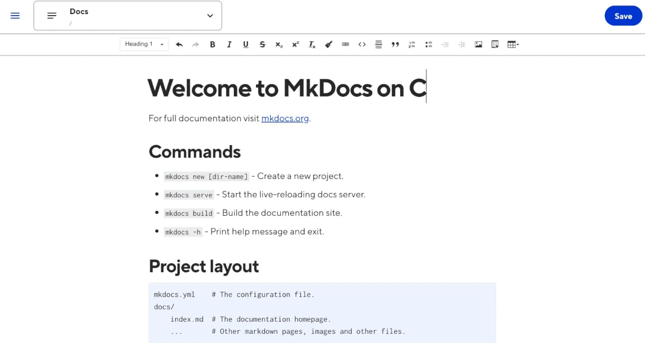 MkDocs complete short on Vimeo
