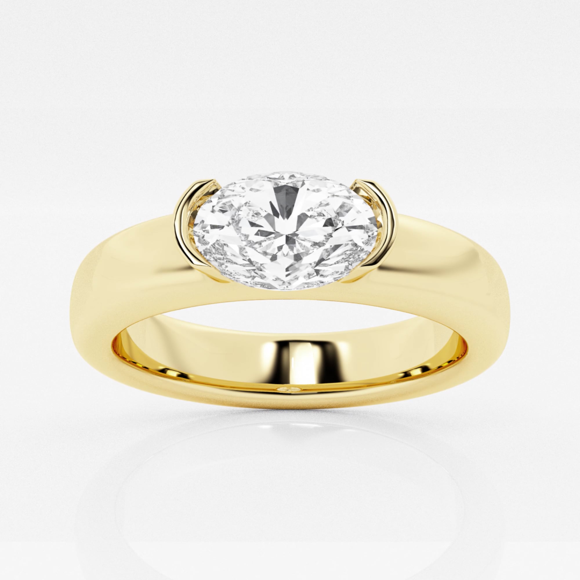 näas 1 ctw Oval Lab Grown Diamond Half Bezel Stackable Ring - Grownbrilliance