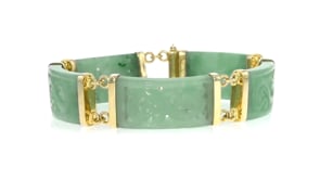 Jade Dragon Bracelet with 18kt Gold Over Sterling. 8" | Ross Simons