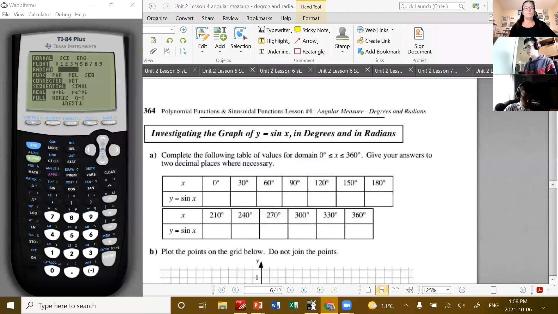 Oct. 6, 2021 Math 30-2 Unit 2 Lesson 4 part B, Lesson 5 and 6 part A ...