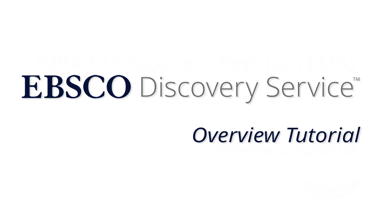 EBSCO Connect Tutorials - EBSCO Discovery Service - Tutorial on Vimeo
