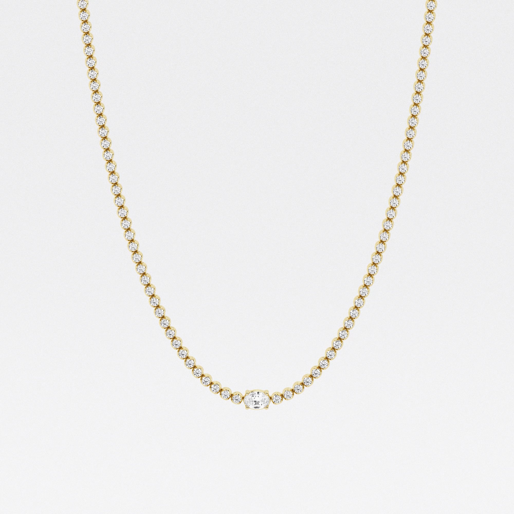 7 ctw Oval Lab Grown Diamond Single Station Tennis Necklace ...