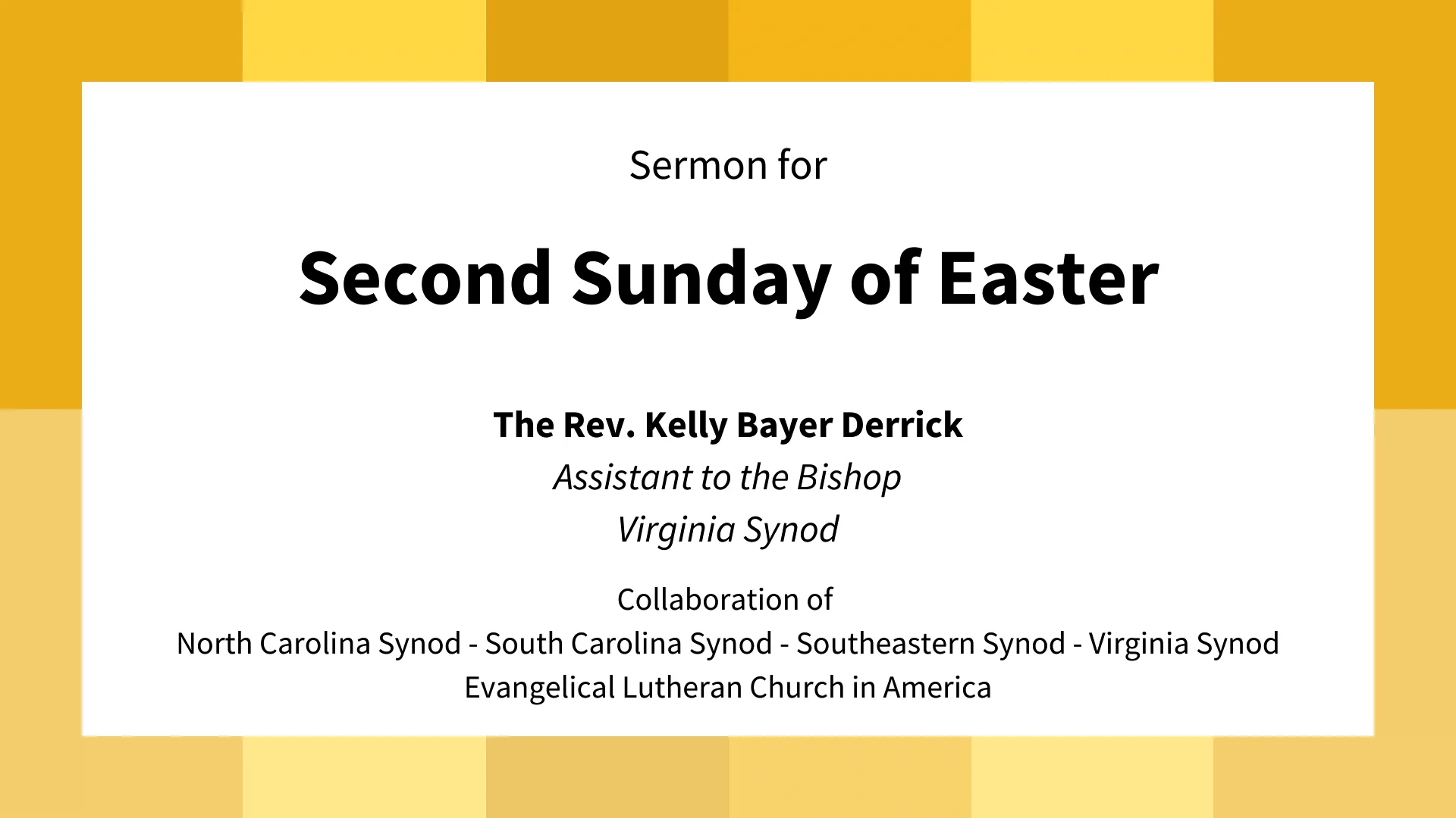Gospel Reading and Sermon by the Rev. Kelly Bayer Derrick for the ...