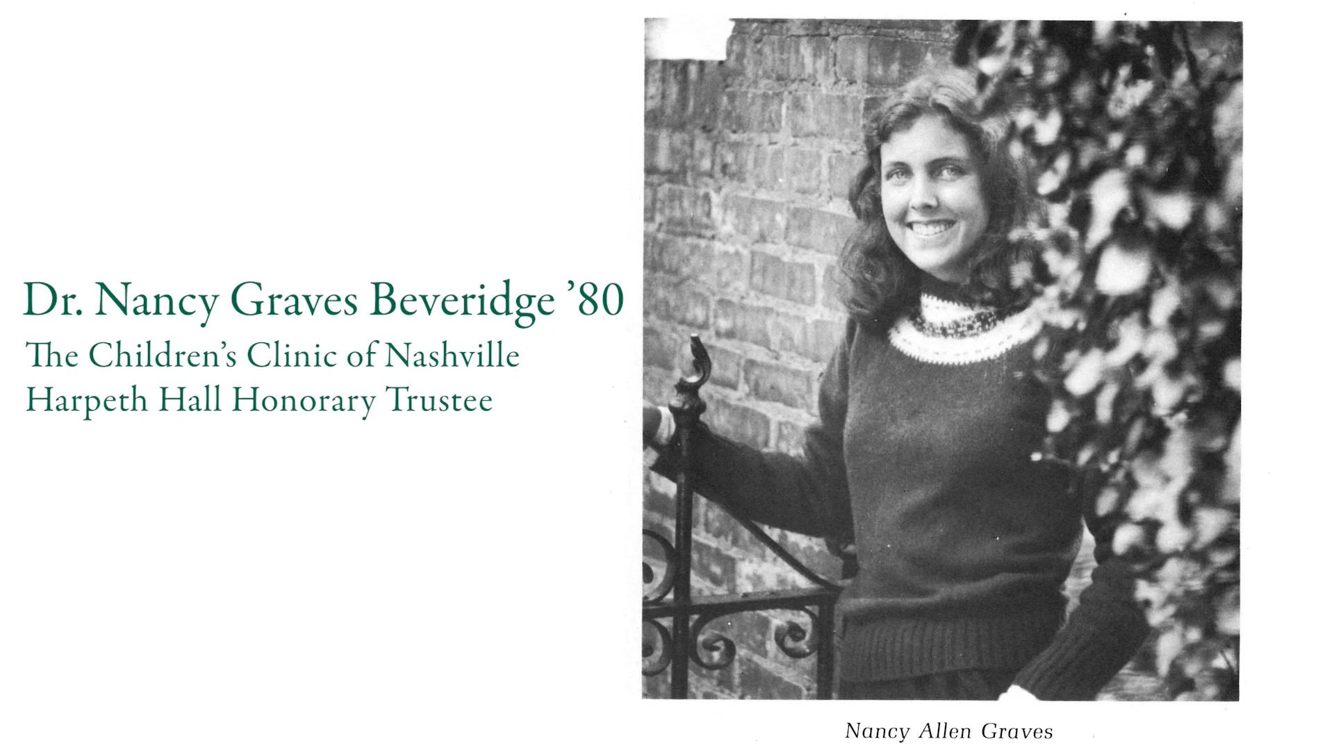 Alumna Profile: Dr. Nancy Graves Beveridge '80
