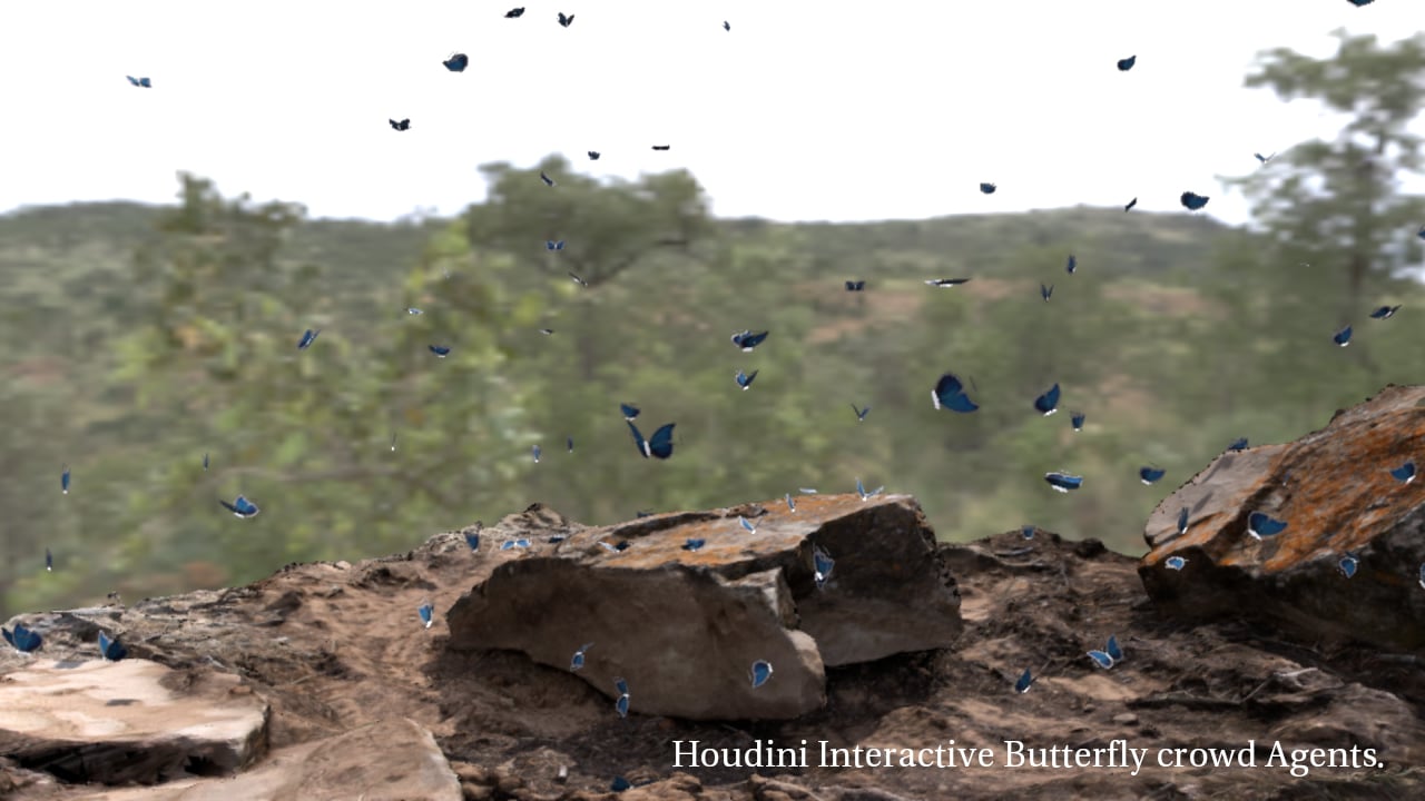Houdini Interactive Butterfly crowd Agents. on Vimeo