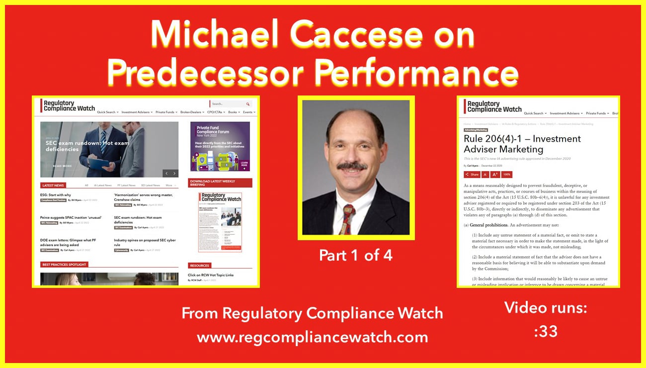 RCW interviews Michael Caccese about SEC IA ad rule, Part 1 on Vimeo