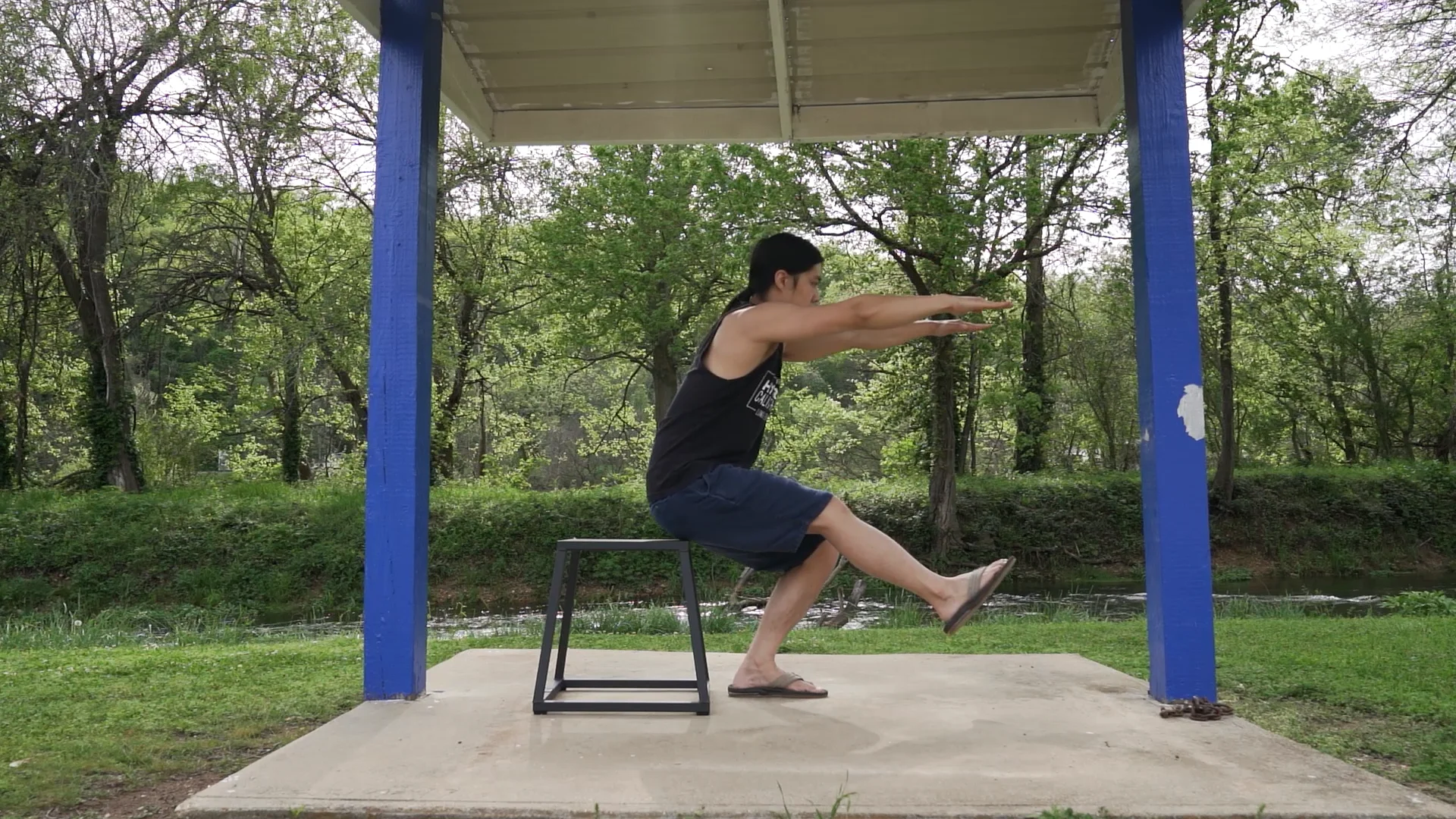 One Leg Chair Squats