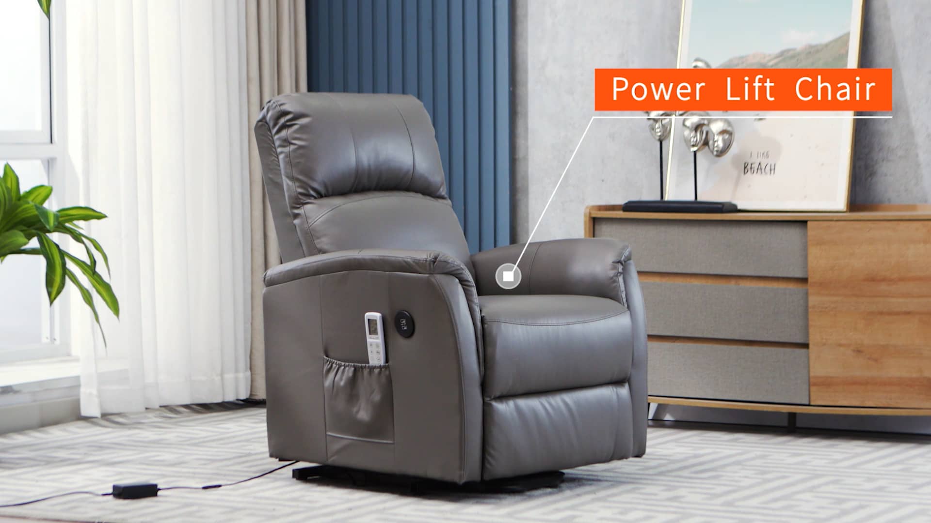 LifeSmart Single Motor Power Lift Chair Recliner with Massage, Heat and ...
