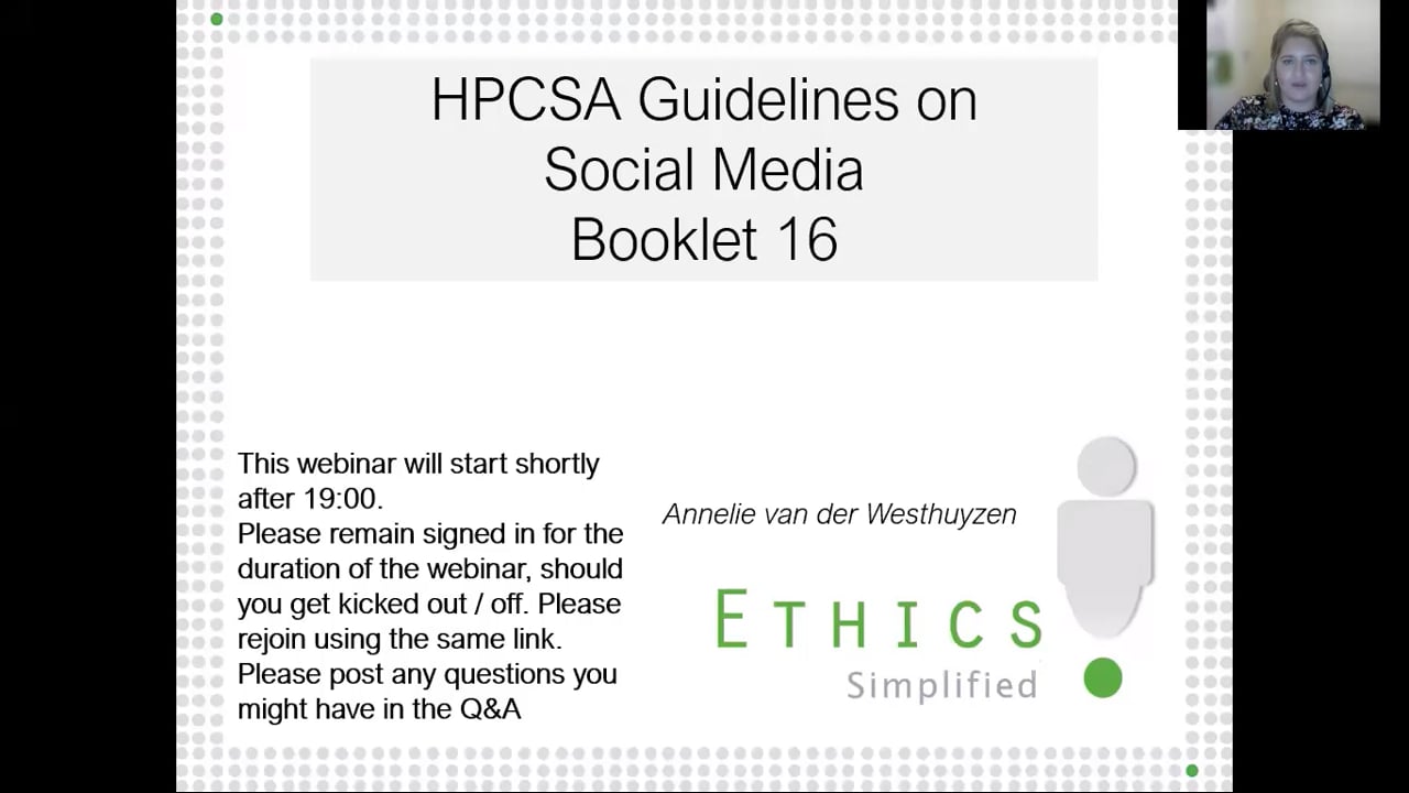 HPCSA Guidelines on the use of Social Media · CPD courses & CPD points ...