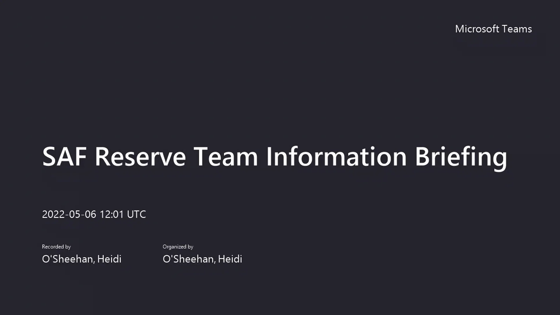 SAF Reserve Team Information Briefing