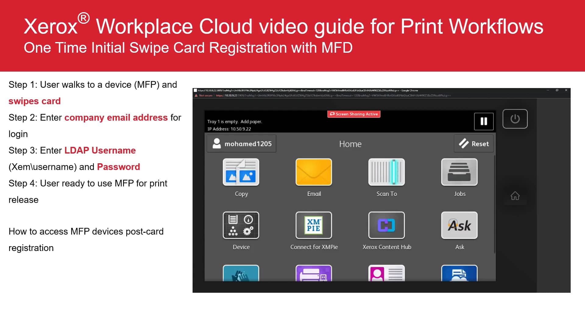 Xerox® Workplace Cloud - One Time Initial Registration Video Guide on Vimeo