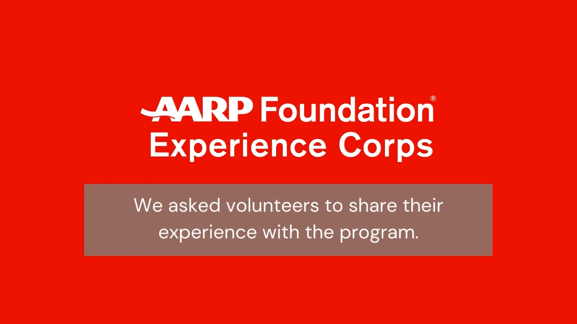AARP Foundation Experience Corps - Our Impact on Volunteers on Vimeo