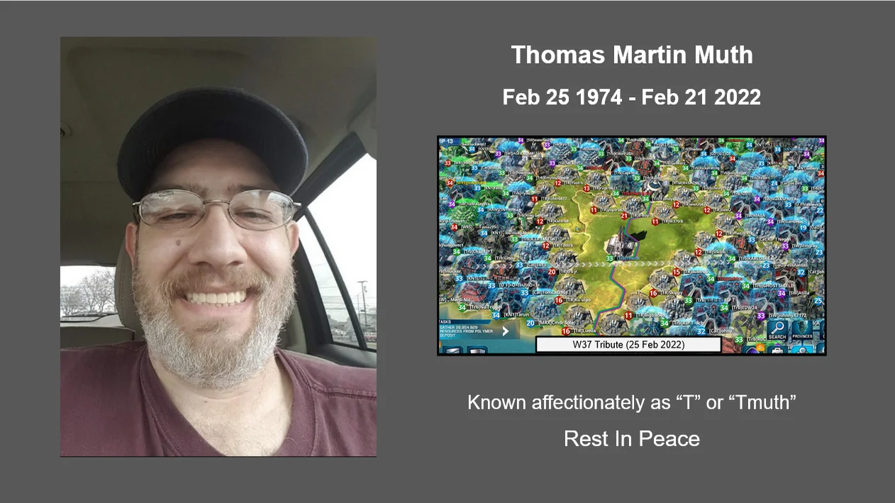 In Memoriam Thomas (Tmuth) Muth - W37 TRB Leader