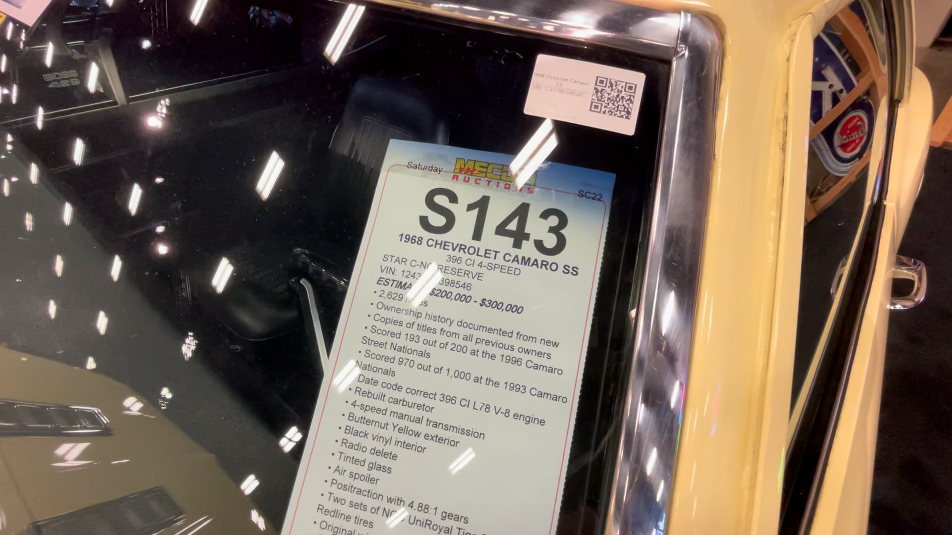 1968 Chevrolet Camaro SS | S143 | Indy 2022