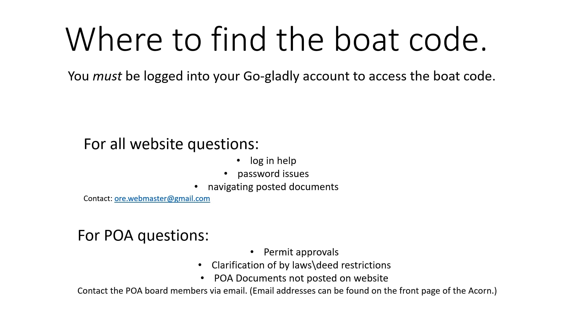 Where to find the boat code
