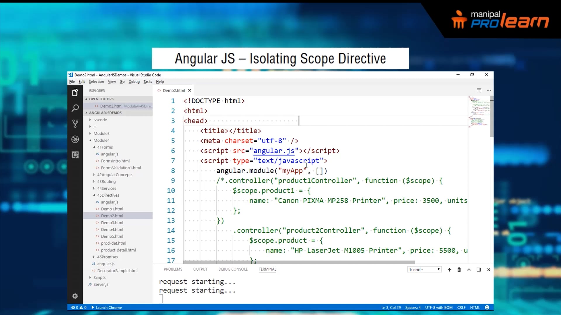 25 Demo Isolating the Scope of a Directive