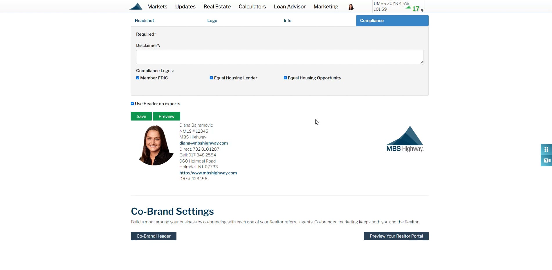 How to add co-brand headers on MBS Highway