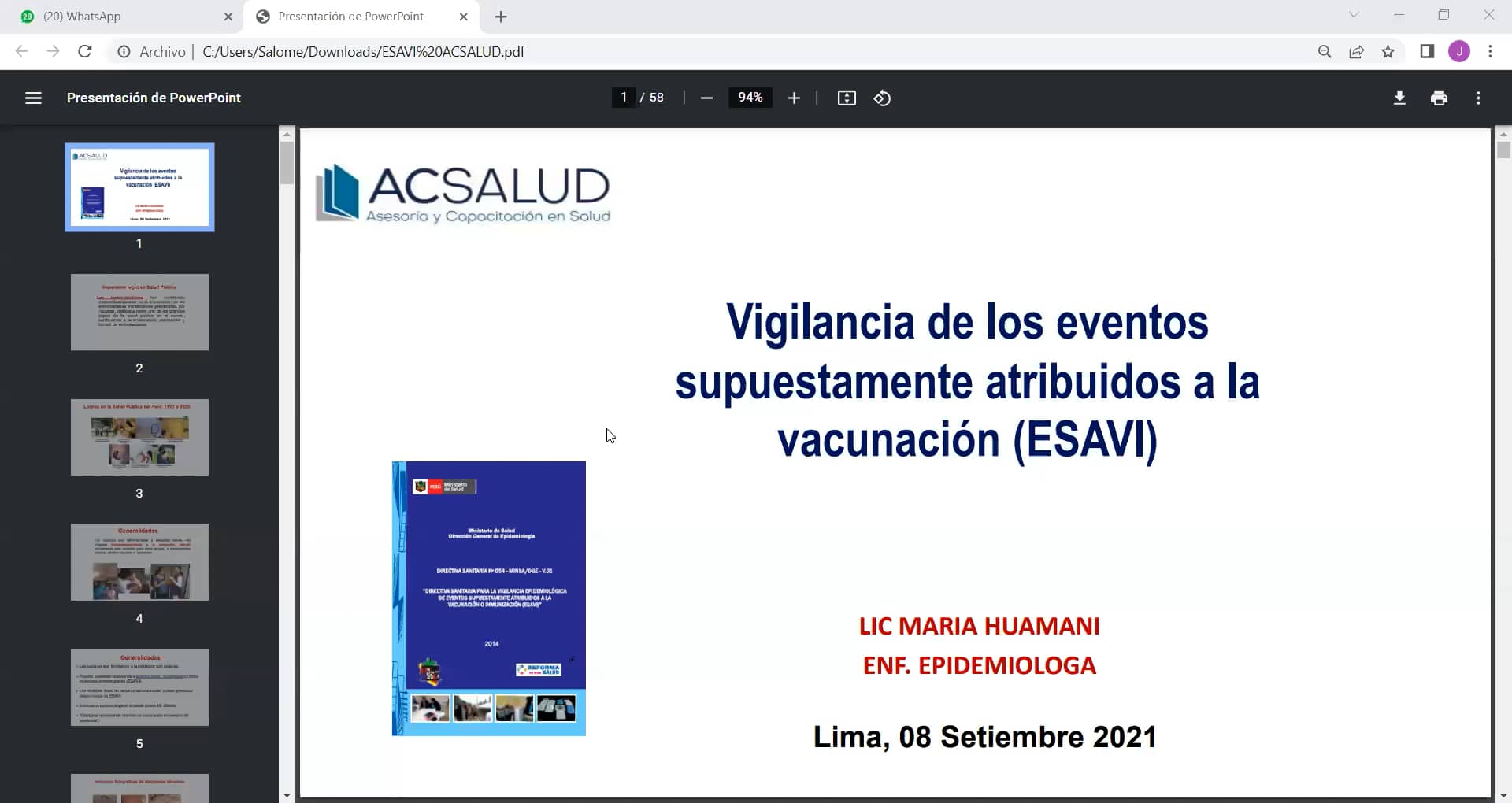 21/5/2022 Definición y Manejo de ESAVI on Vimeo