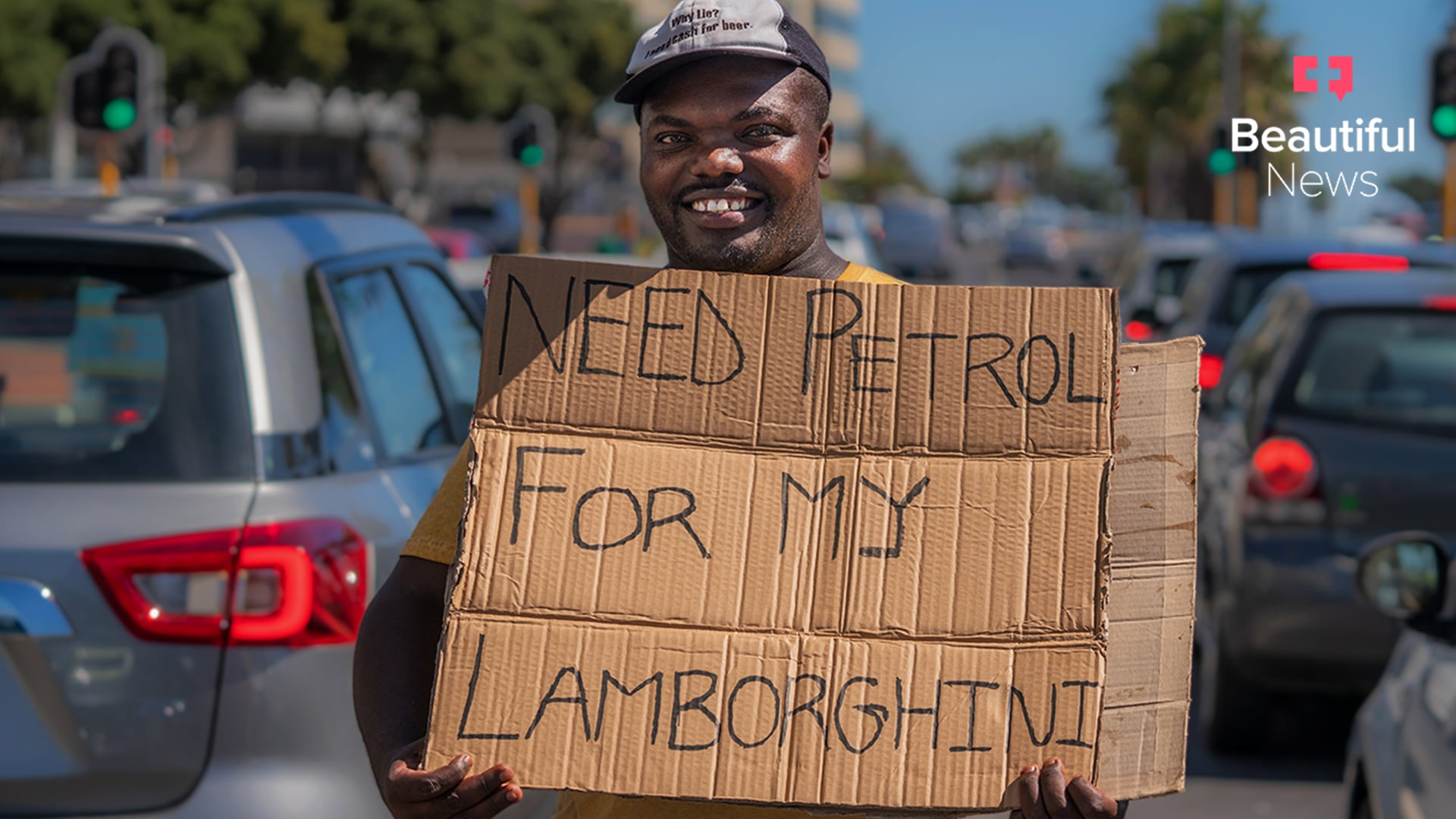 Holding up satirical signs amid Cape Town traffic, he’s paving a road ...