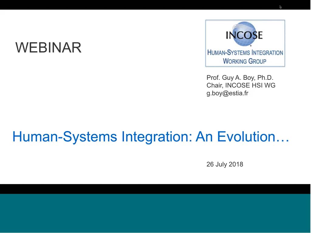 INCOSE Webinar 114 Human Systems Integration on Vimeo