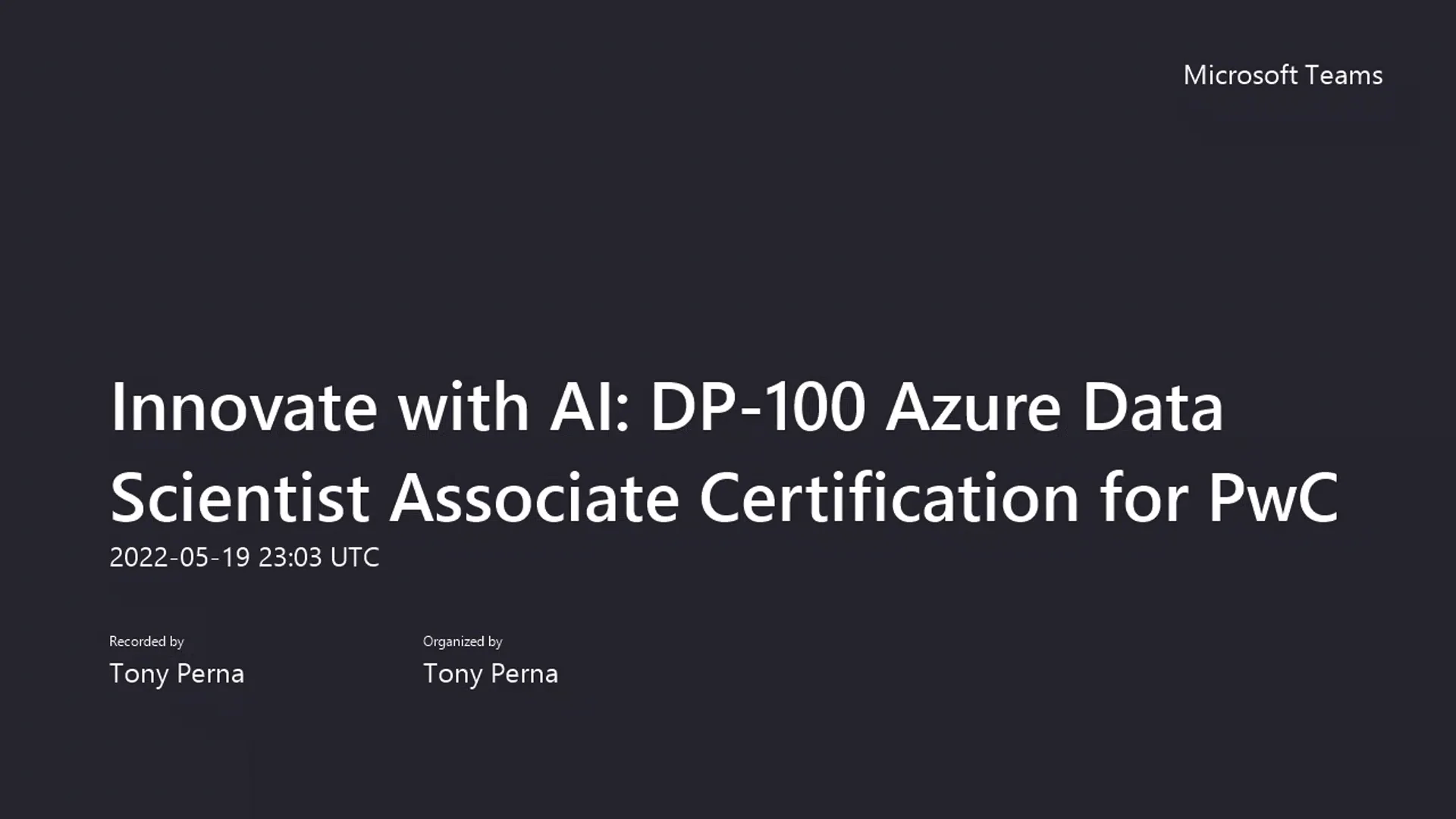 DP-100 Azure Data Scientist Associate Certification for PwC-W3
