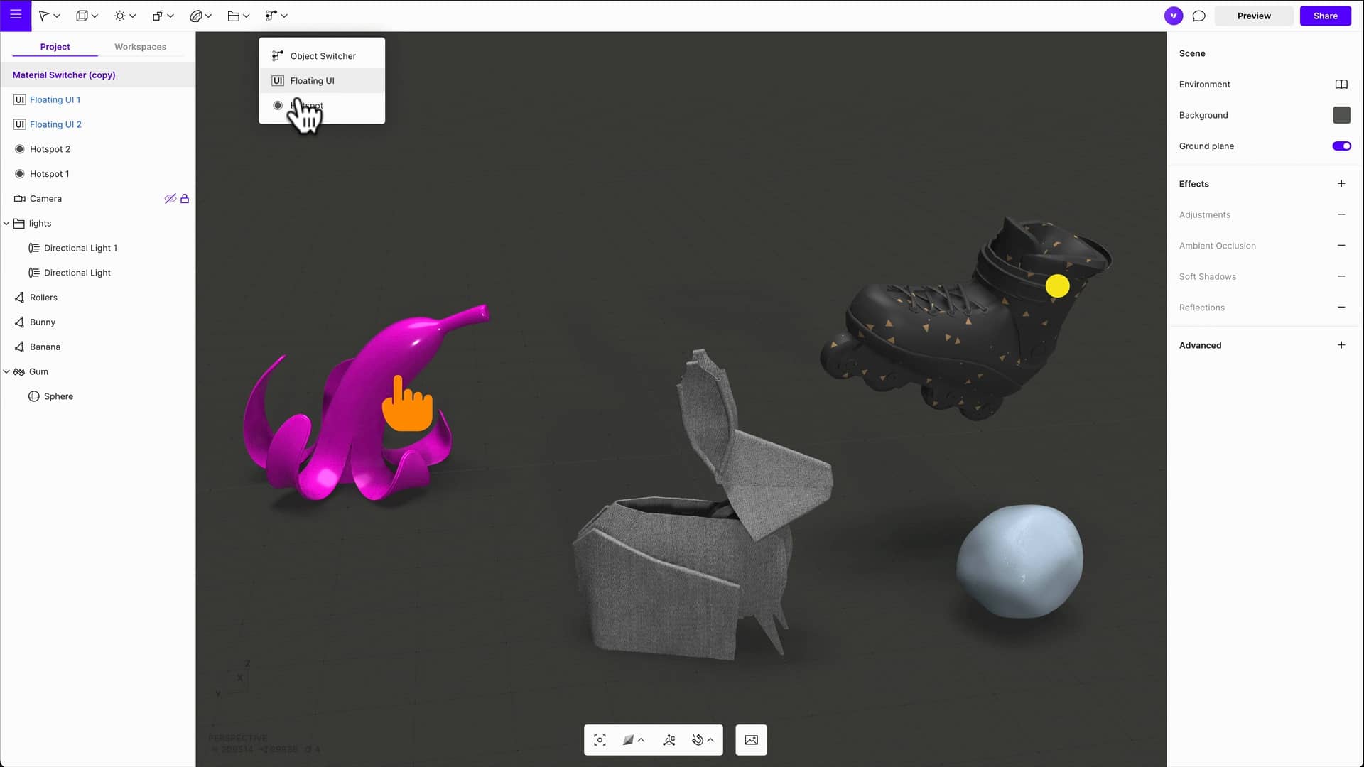 Vectary - Hotspot settings on Vimeo