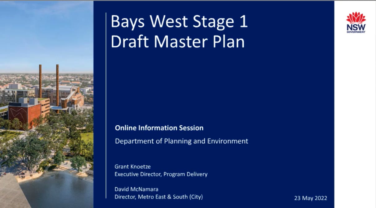 Bays West stage 1 draft master plan - online information session held ...
