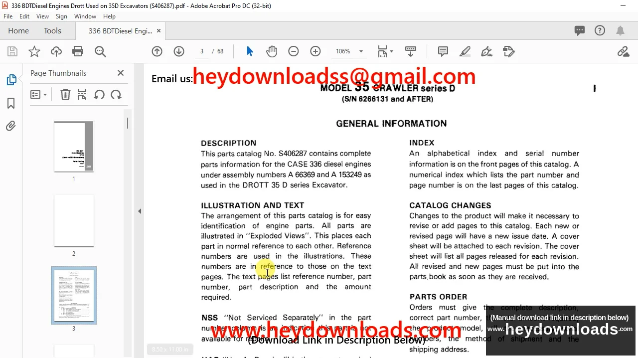 Case 336 BDT Diesel Engines Drott (Used on 35 D Excavators) Parts ...