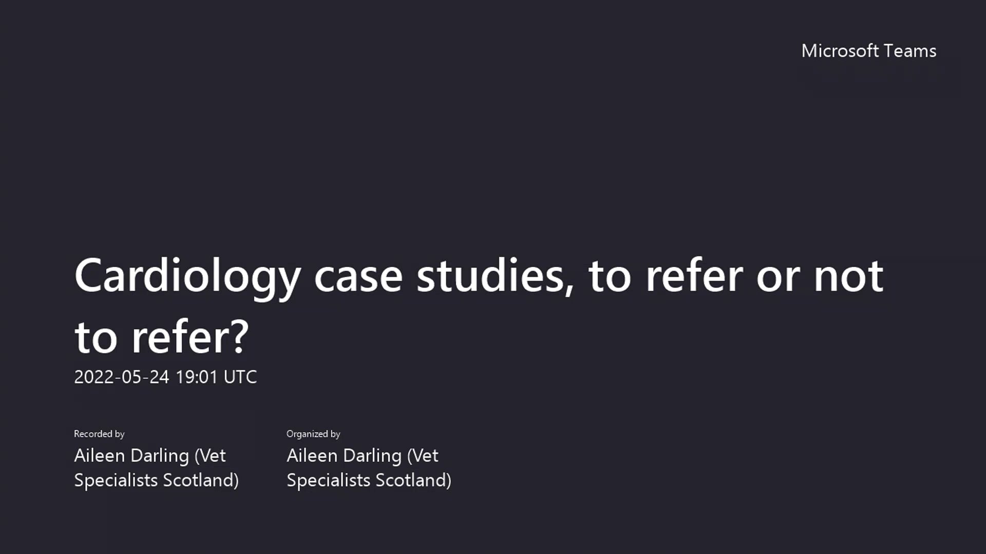 Cardiology case studies - To refer or not to refer. VSS - Meeting ...