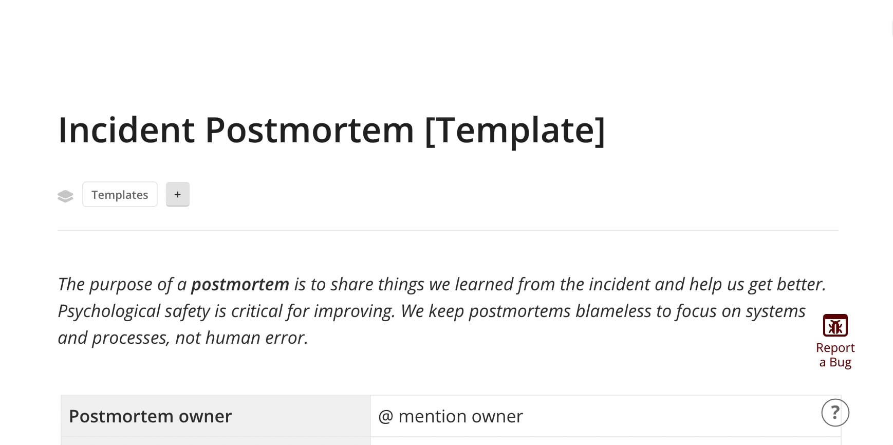 Incident Postmortem Template on Vimeo