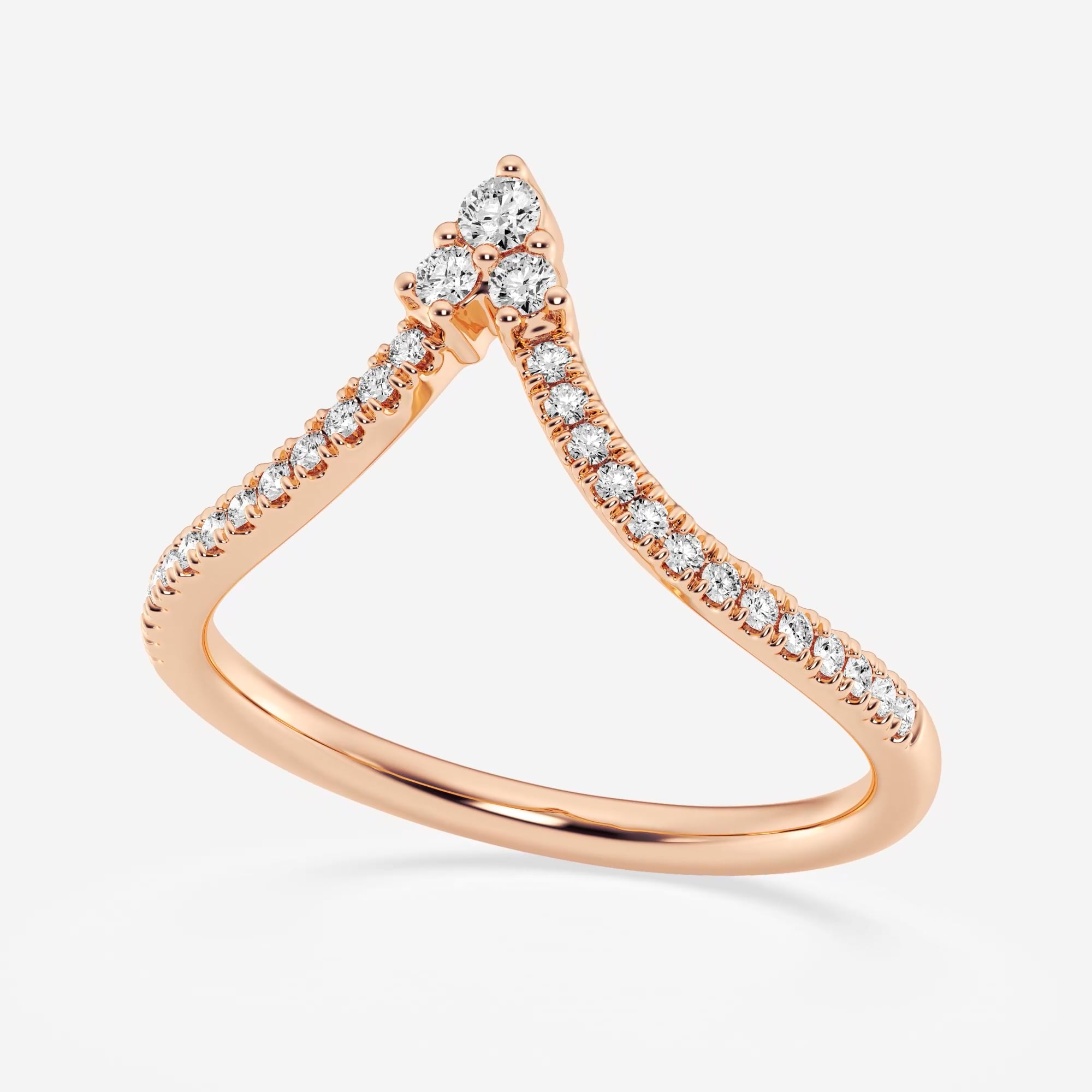 1/5 ctw Round Lab Grown Diamond Chevron Wedding Band - Grownbrilliance