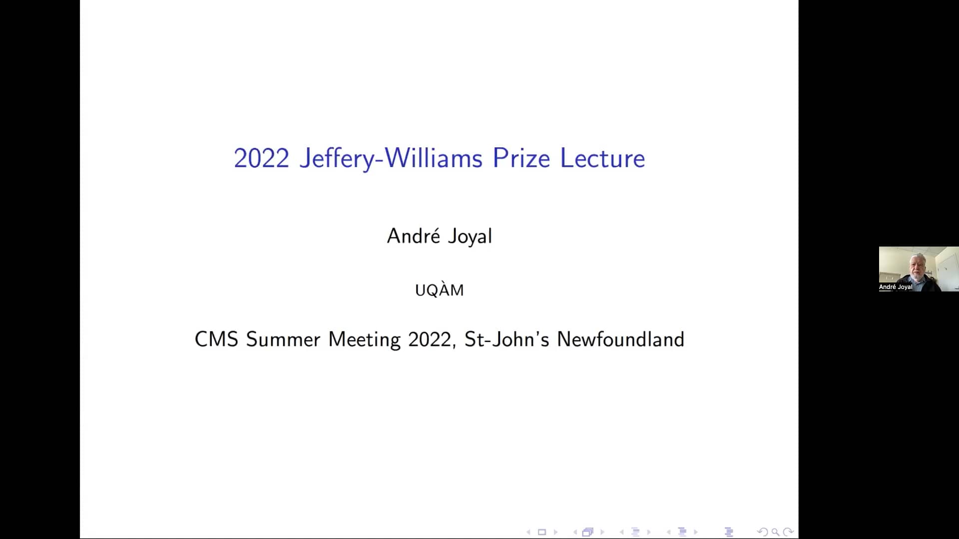 André Joyal - 2022 Jeffery-Williams Prize Lecture on Vimeo