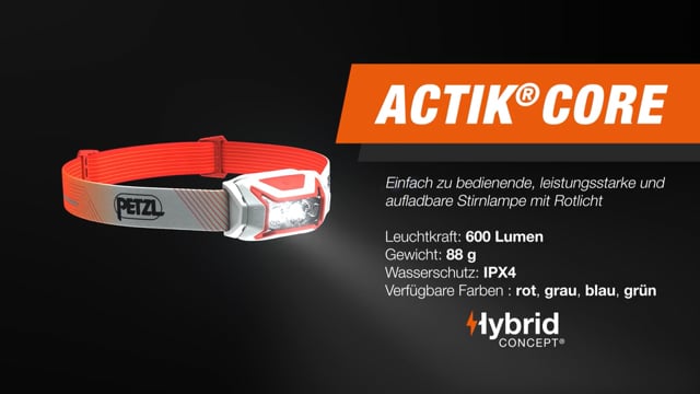 PETZL Stirnlampe ACTIK® CORE 600 Lumen grau