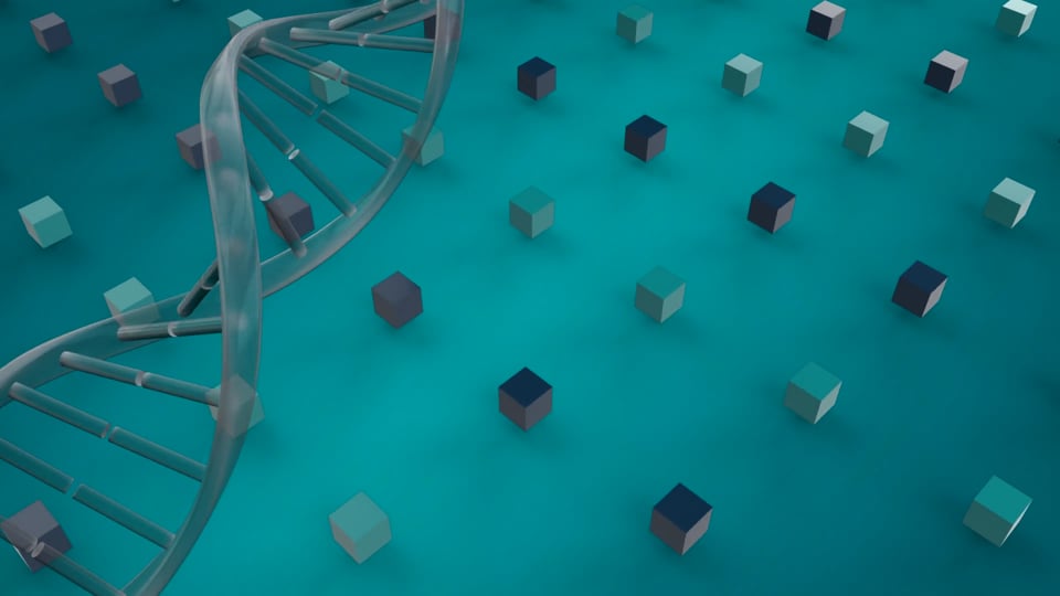 Animation of dna strand and shapes over blue background Video from ...