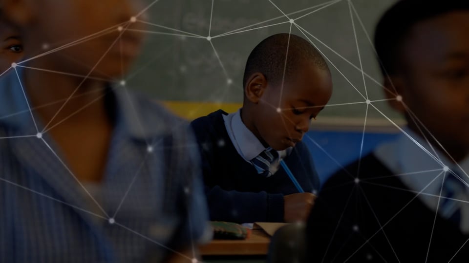 Animation of network of connections over african american group of ...