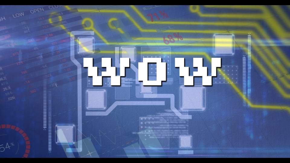 Animation of wow text over data processing and computer circuit board Video from Pikwizard