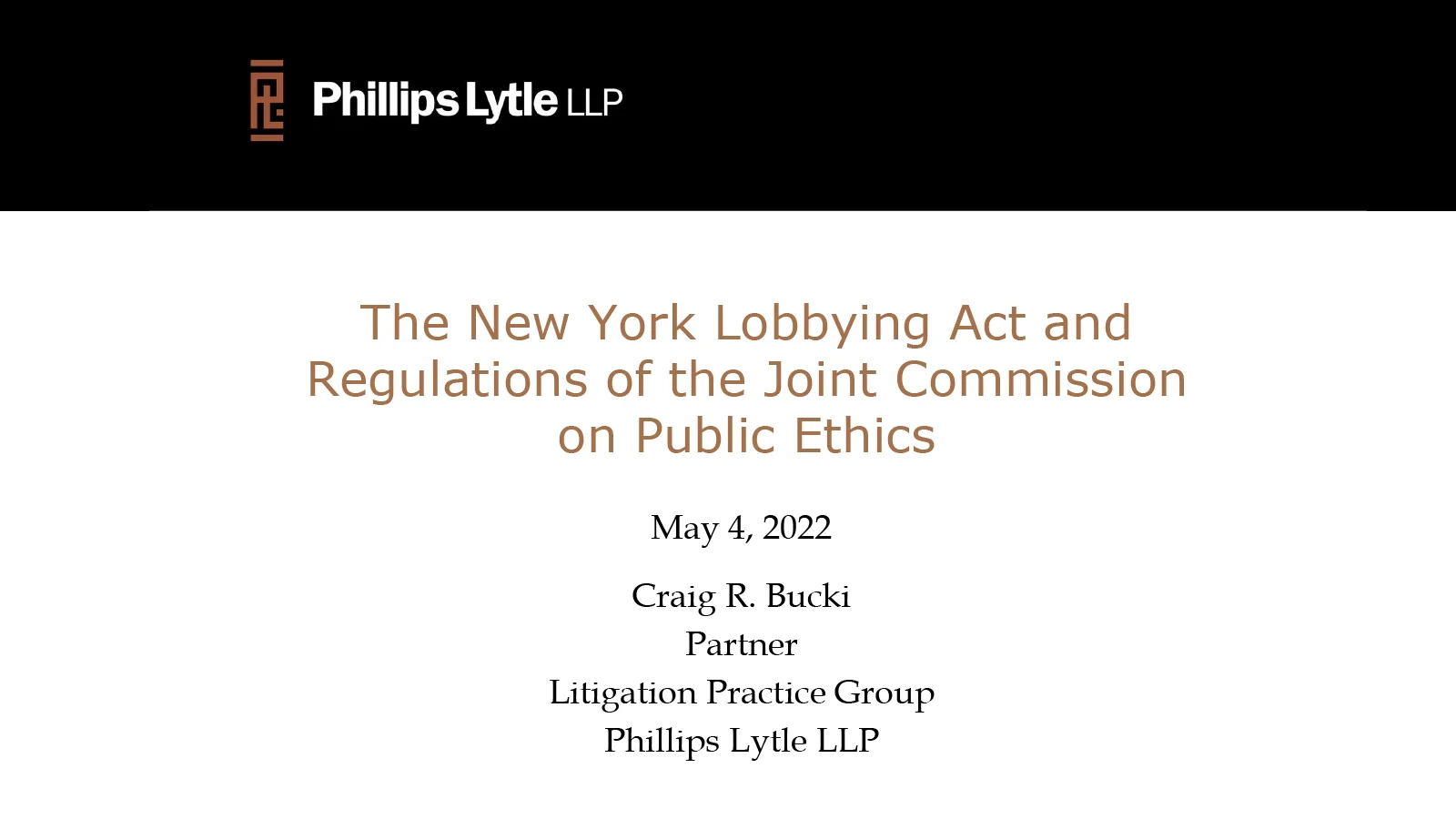 Watch #2432 The New York Lobbying Act & Regulations of the Joint ...