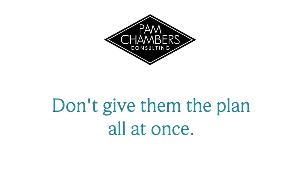 Pam Chambers - Don't give them the plan all at once. on Vimeo